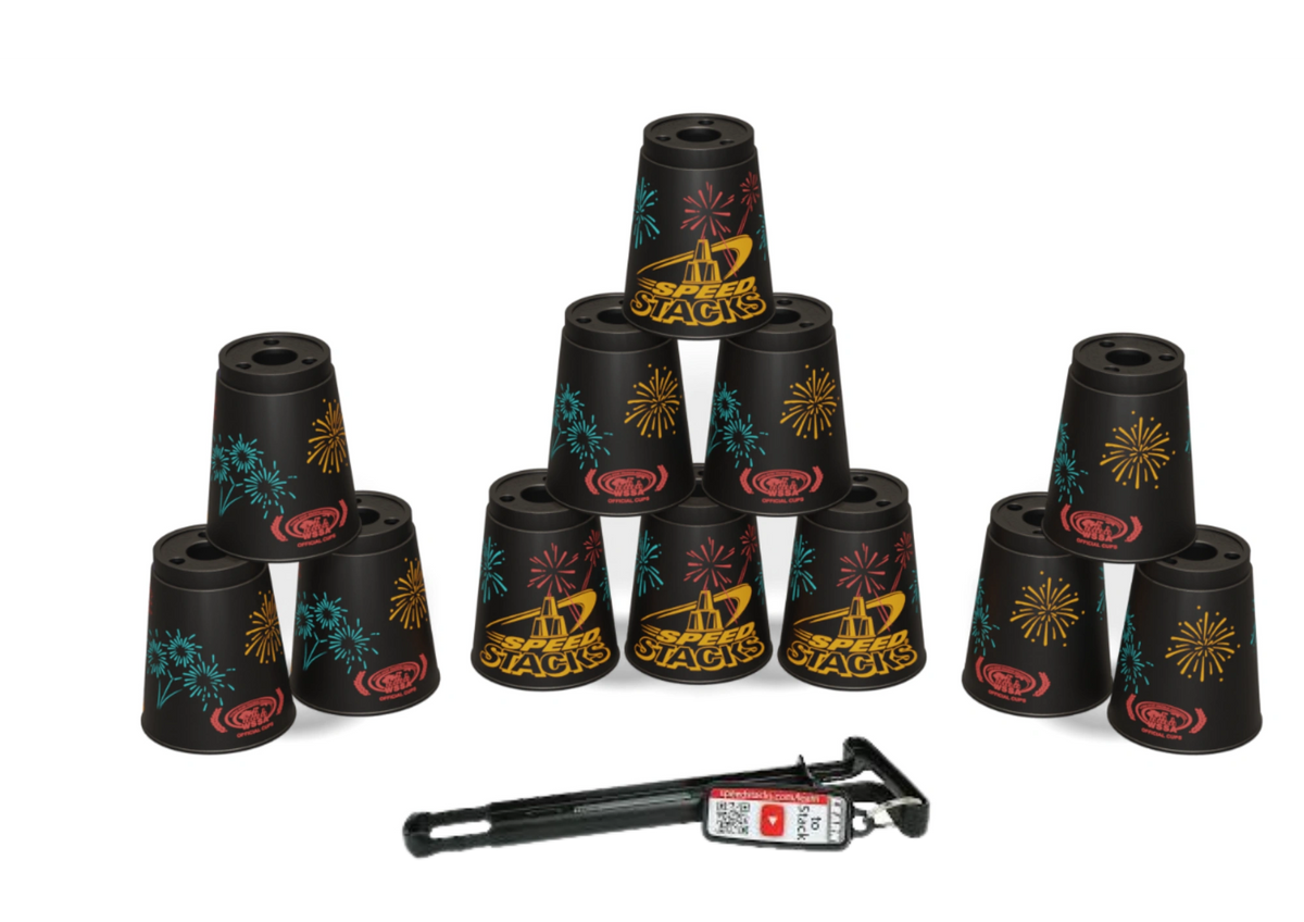SET OF 12 FIREWORKS SPEED STACKS CUPS WITH STEM
